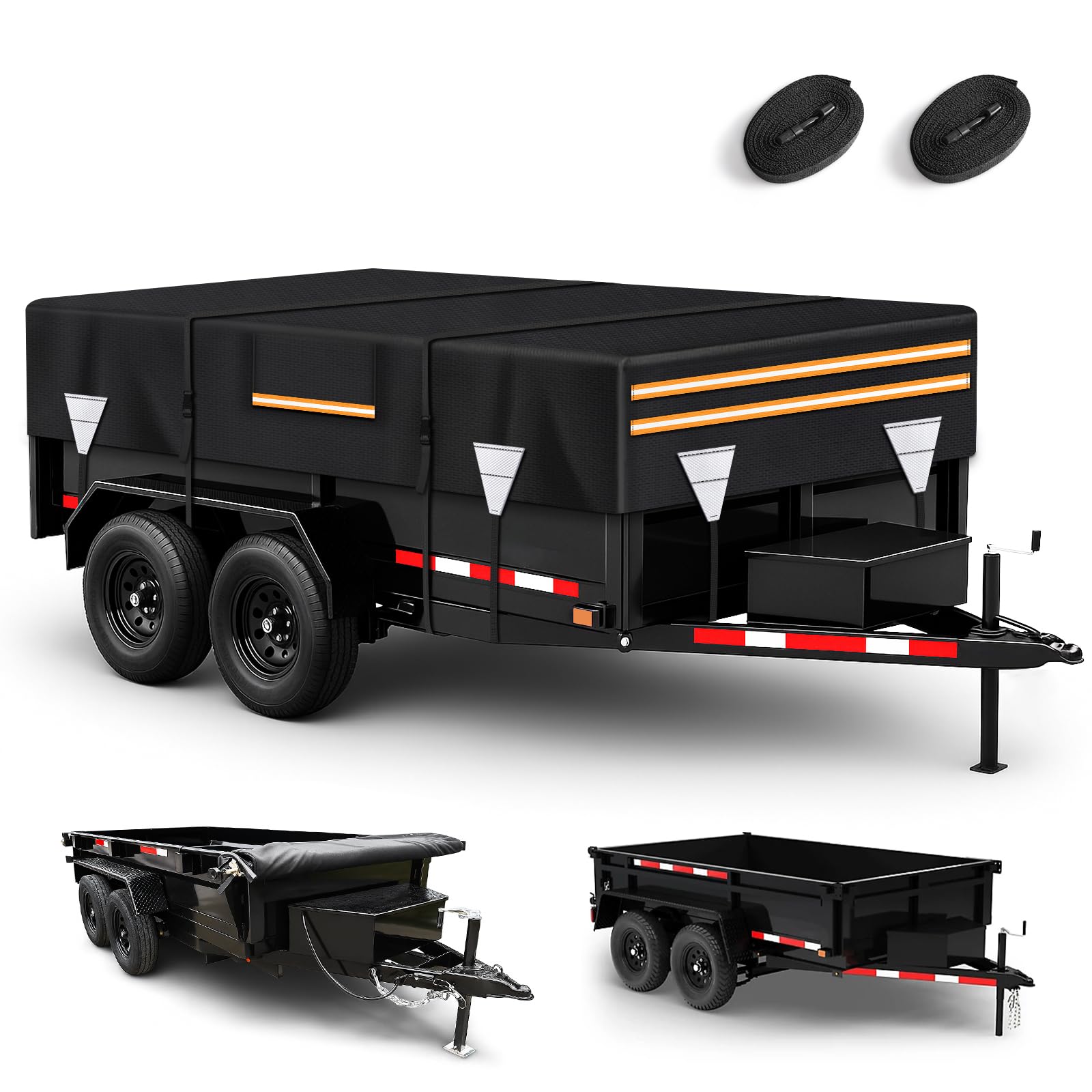 SKYJDM 5 x 10 Waterproof 600D Dump & Utility Trailer Cover, Heavy Duty ...