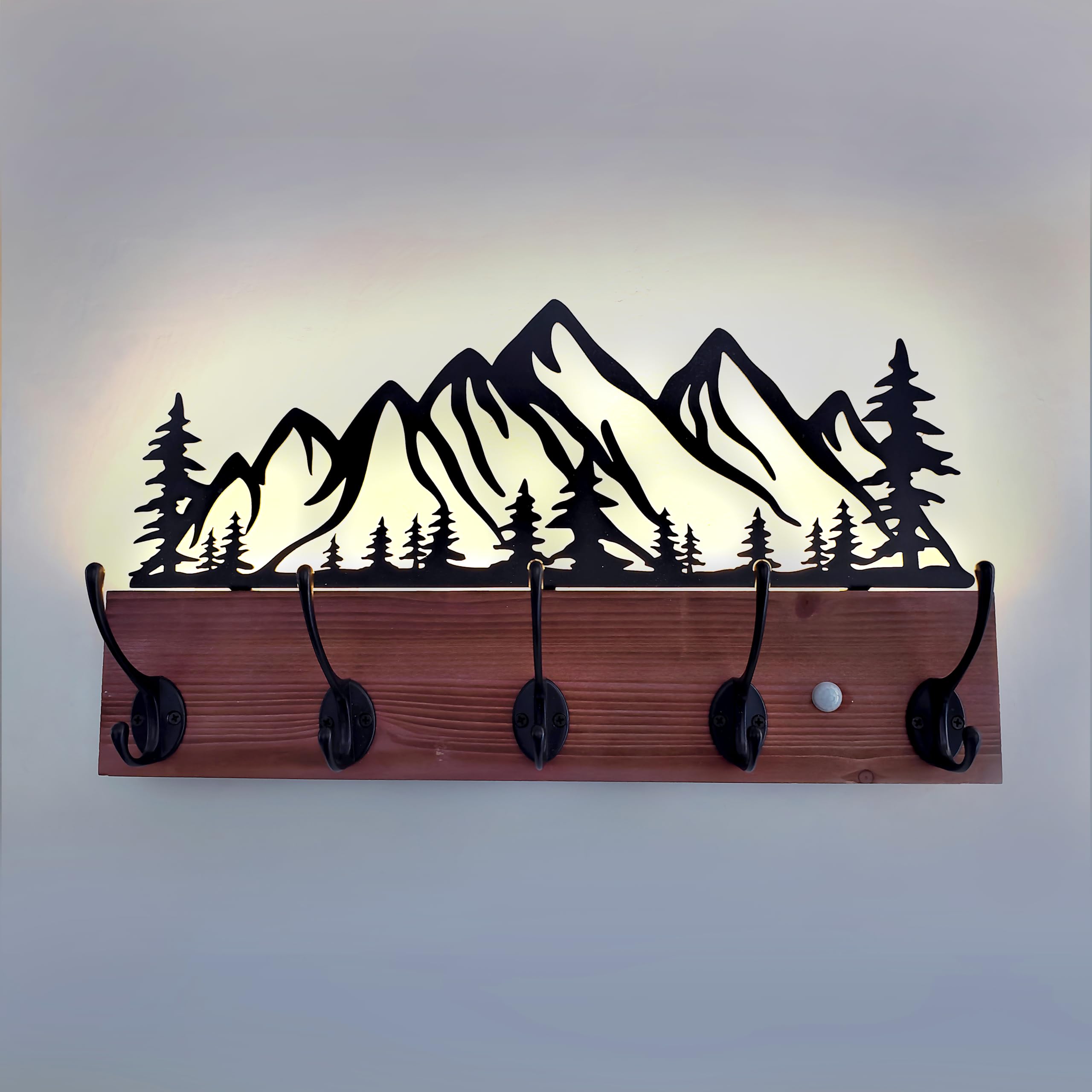 Qobumy Metal Mountain Coat Hooks Wall Mounted, Rechargeable Battery ...