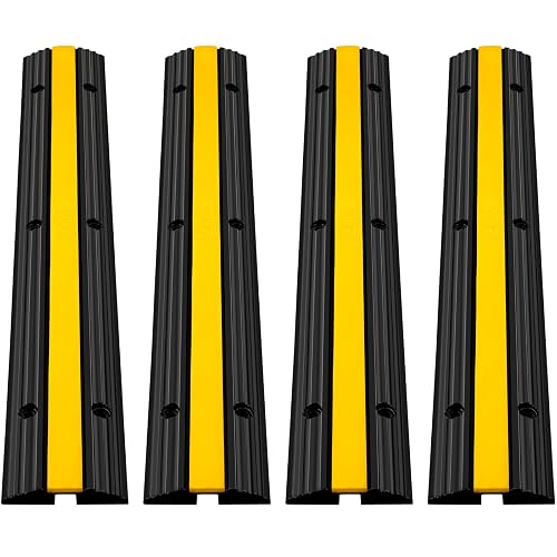 Happybuy 4 Pack of 1-Channel Rubber Cable Protector Ramps Heavy Duty ...