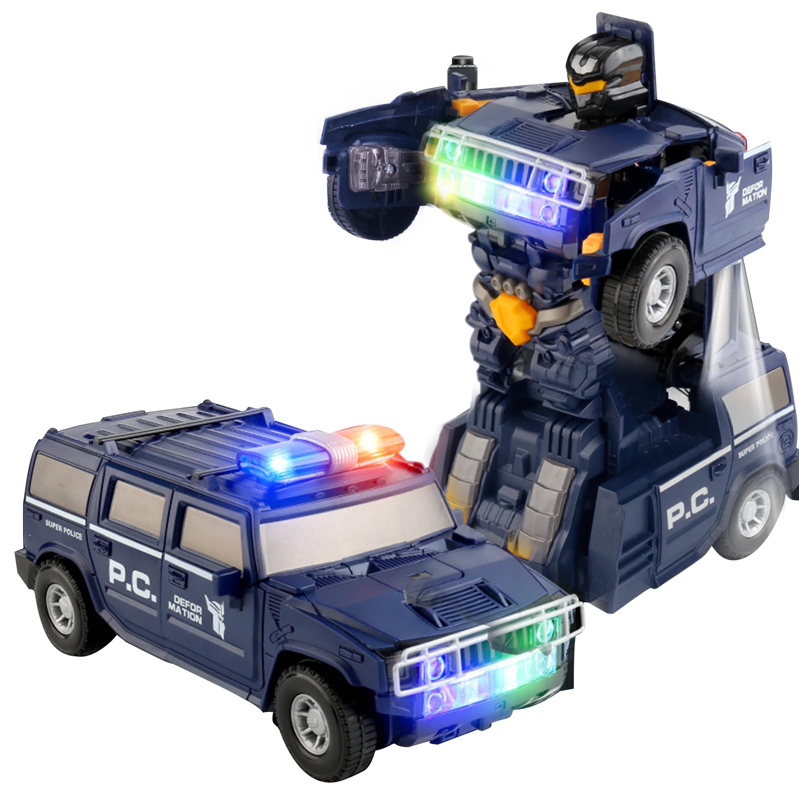 Sognotoy Transforming Robot Police Car with Light&Sound,Robot Police ...