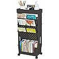 Amazon.com: yeavs 5-Tier Mobile Bookshelf, Rolling Bookcase Book ...