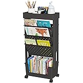 Amazon.com: yeavs 5-Tier Mobile Bookshelf, Rolling Bookcase Book ...