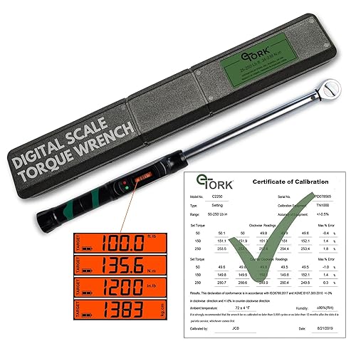eTORK Precision Torque Wrench 1/2 Drive - Digital Scale Torque Wrench ...
