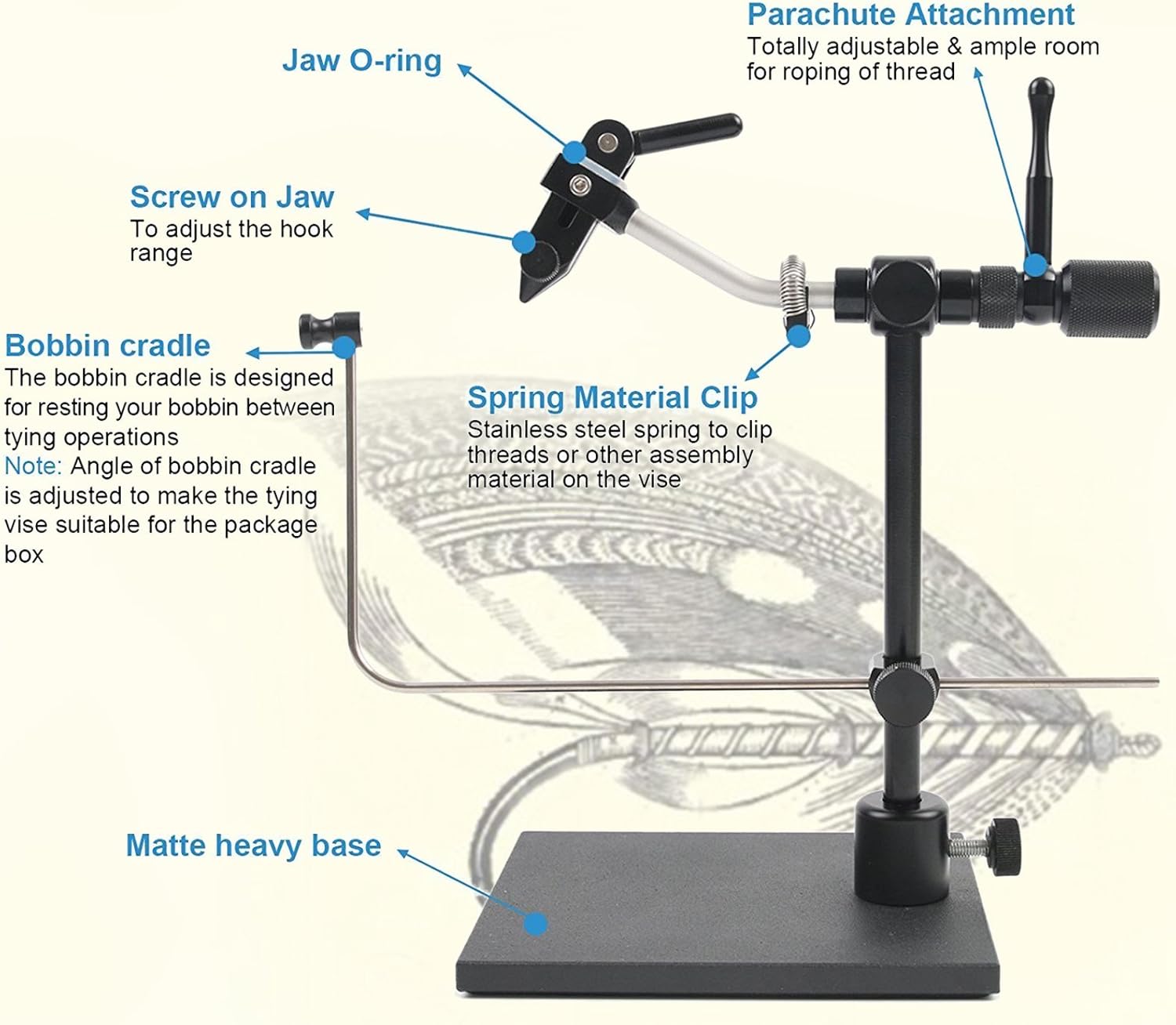 Maxcatch Rotary Fly Tying Vise Alloy Travel Vise with Base,Fishing Tool ...