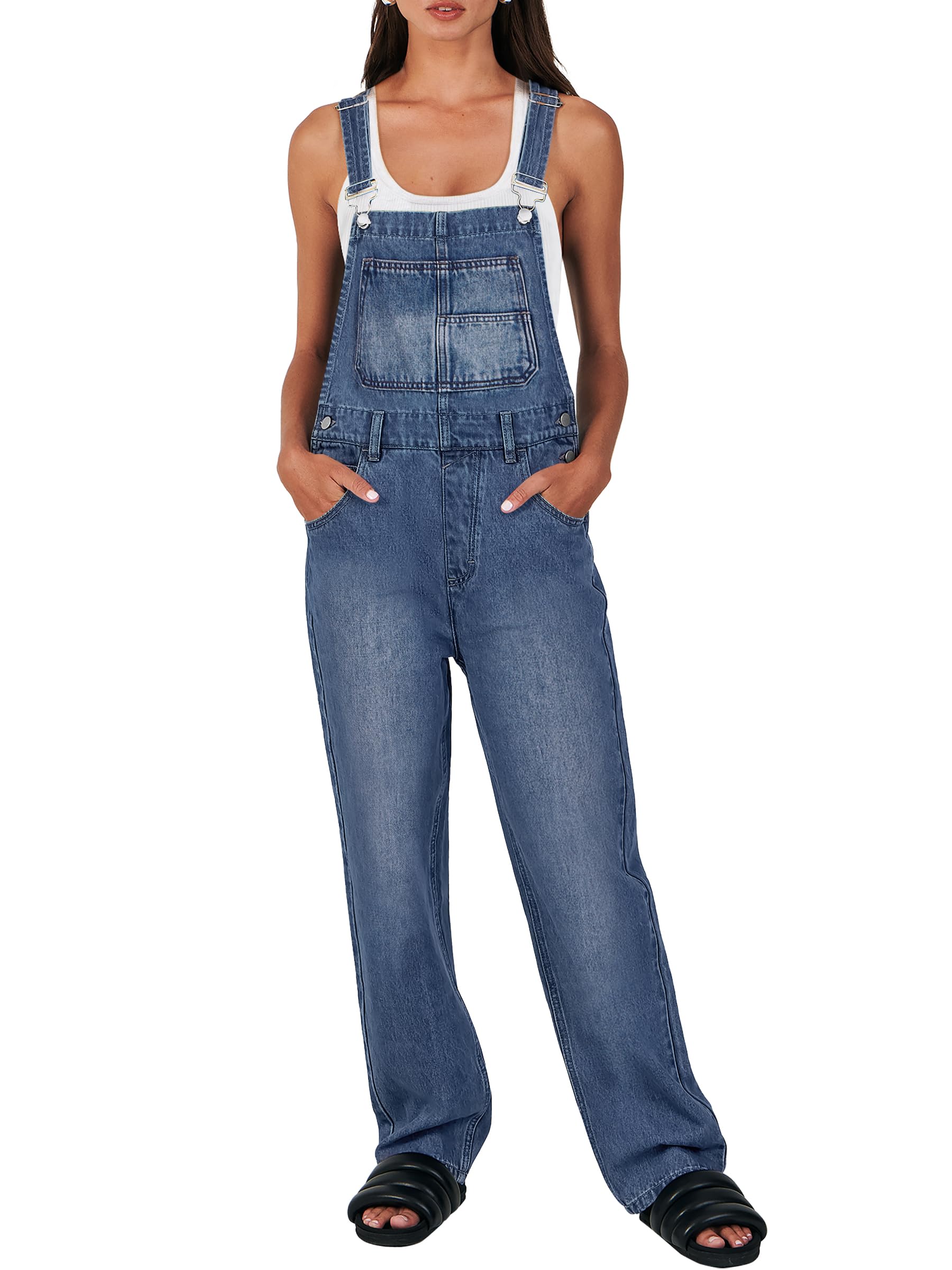 ANRABESS Overalls for Women Loose Fit Denim Overalls Adjustable Strap ...