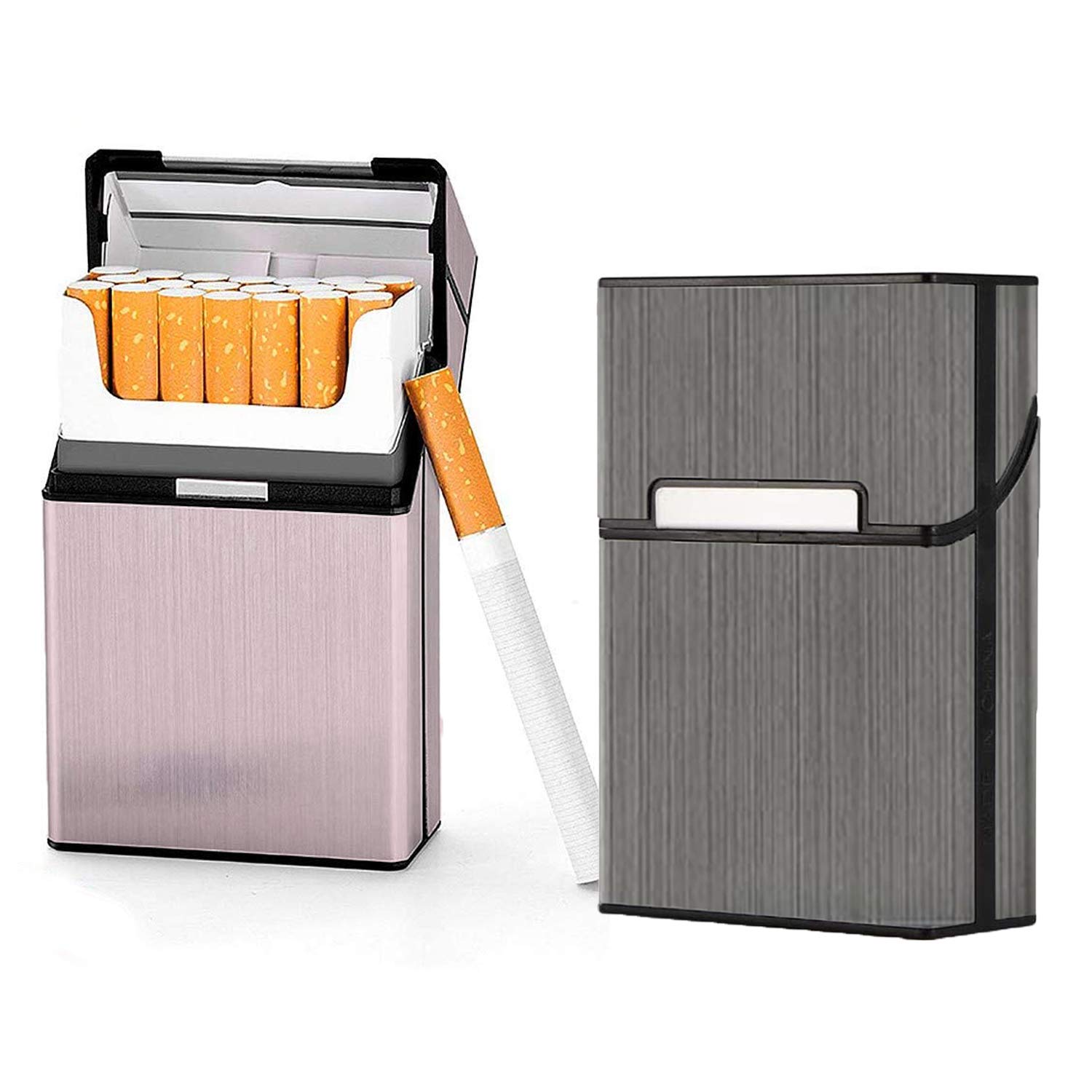 Cigarette Case Brushed Metal Cigarette Case with Magnetic Switch Flip ...
