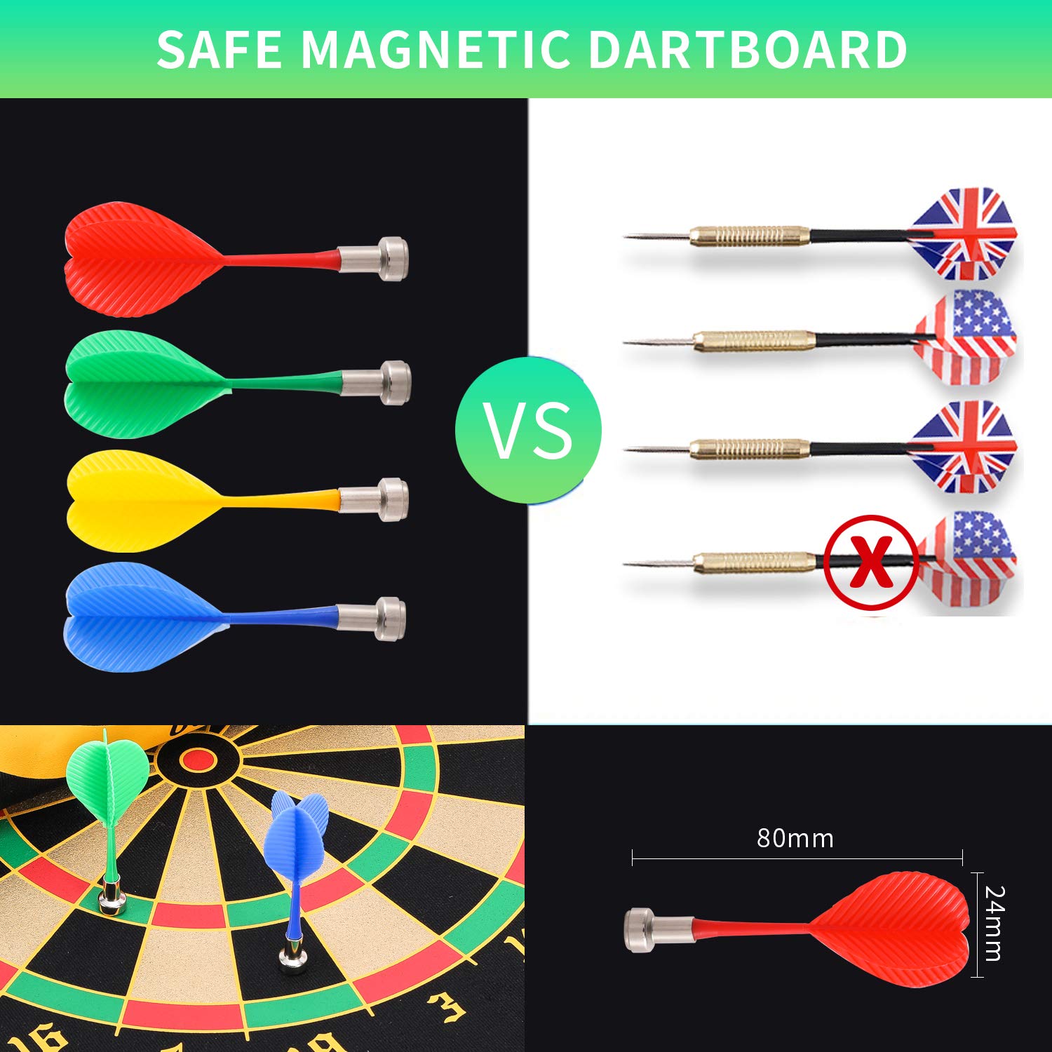 Mua Magnetic Dart Board, Indoor Outdoor Dart Games for Kids with 12pcs ...