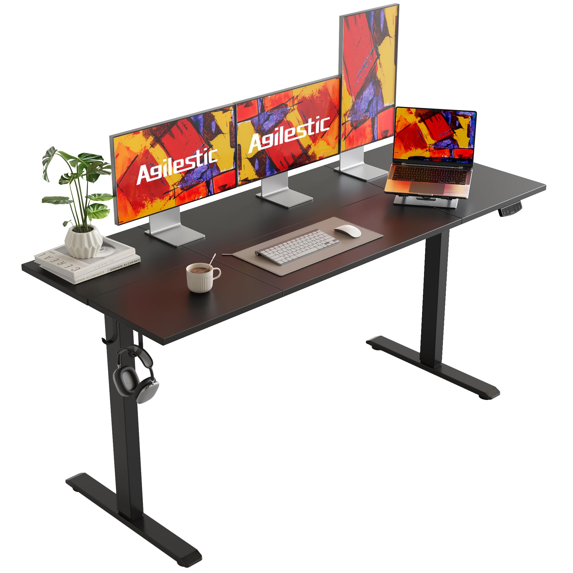Agilestic Electric Standing Desk, Large 63 x 24 Inches Height Adjustable Desk, Sit Stand up Desk ...