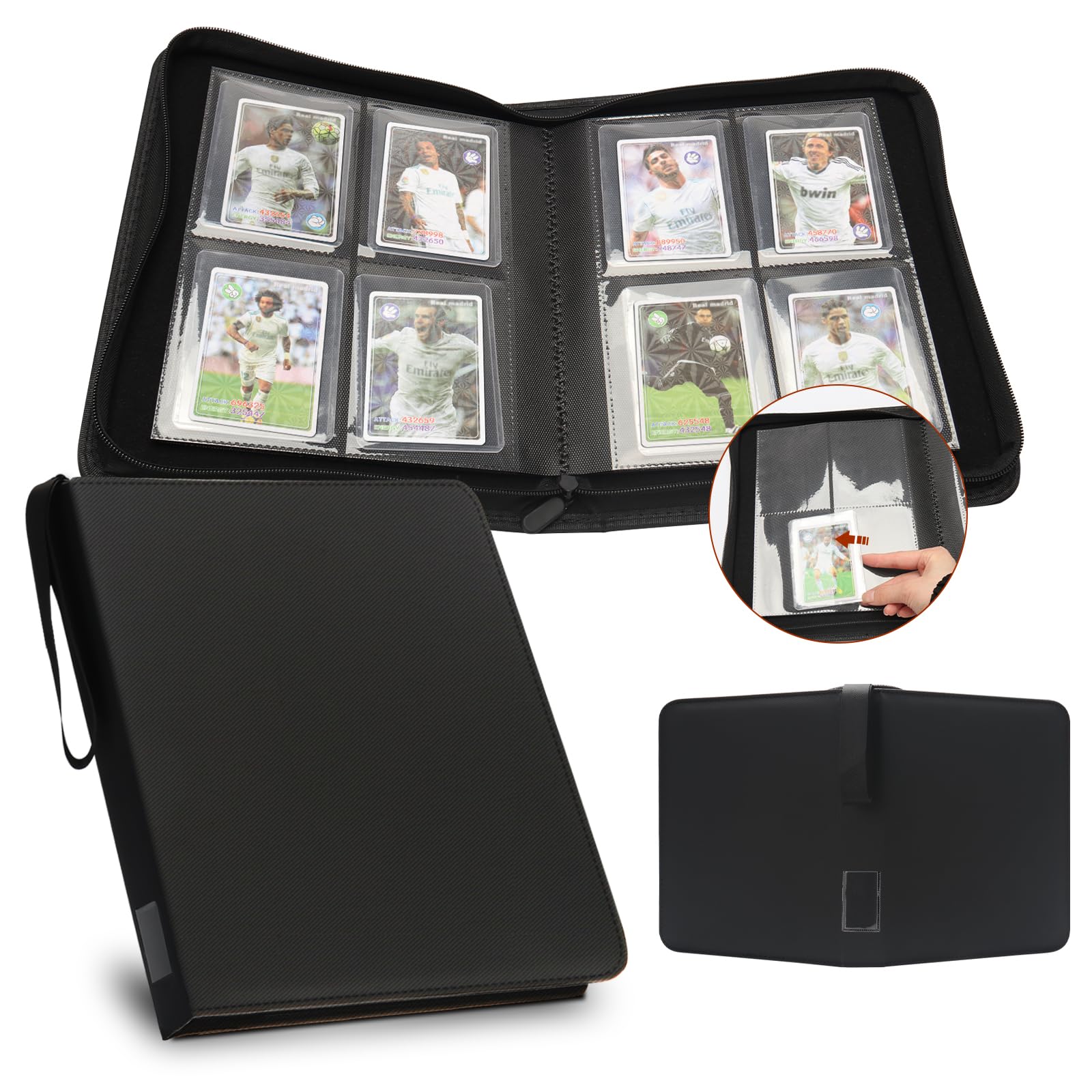 Mua Toploader Binder, HYMENEX Top Loader Card Storage Holds 96 Cards, 4 ...