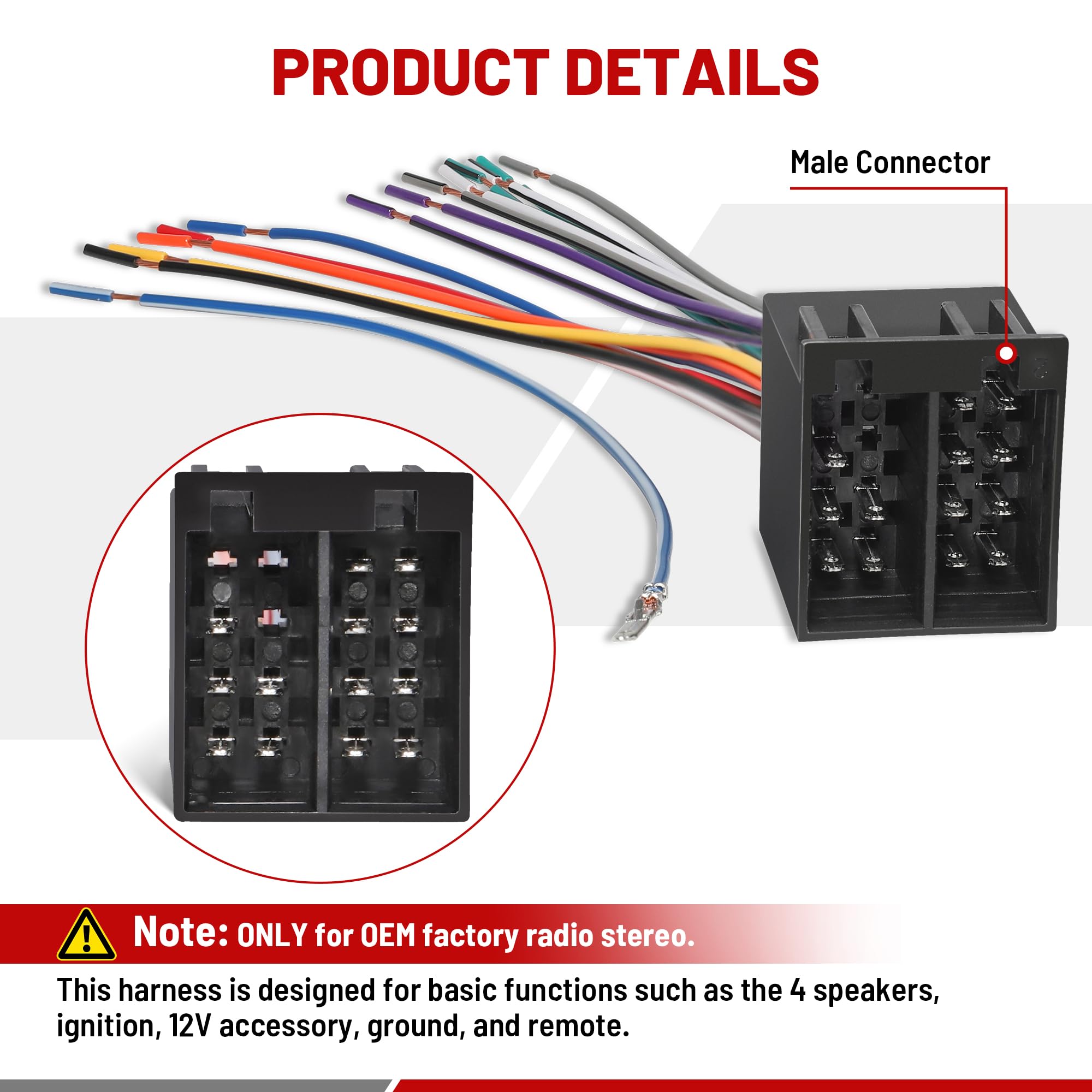 Mua RED WOLF Car ISO 16 Pin Radio Wiring Harness Connector for ...