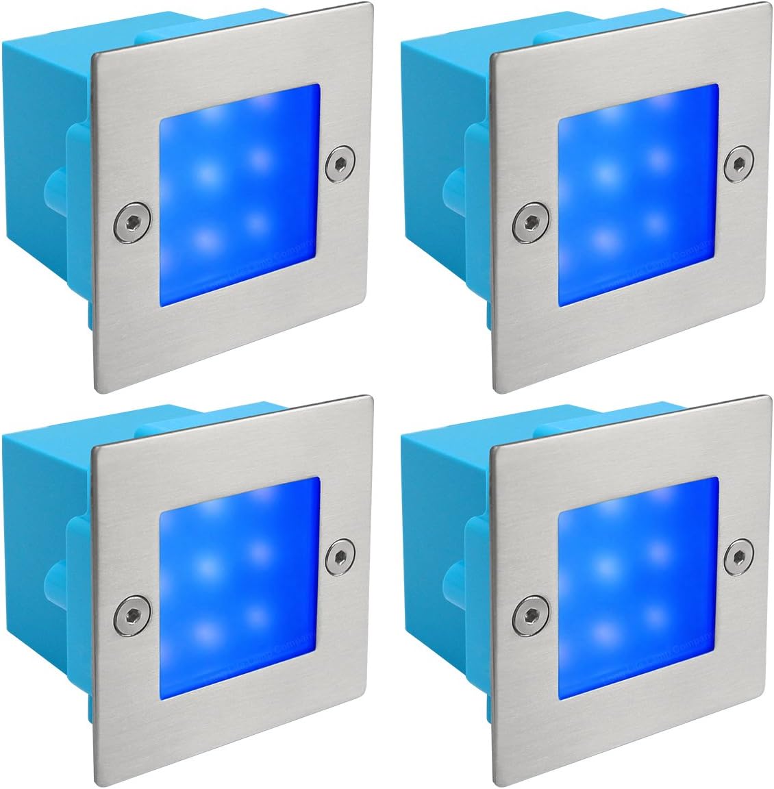4 X Mini Brick Light LED Outdoor Step Light 70mm Square IP54 Blue ...
