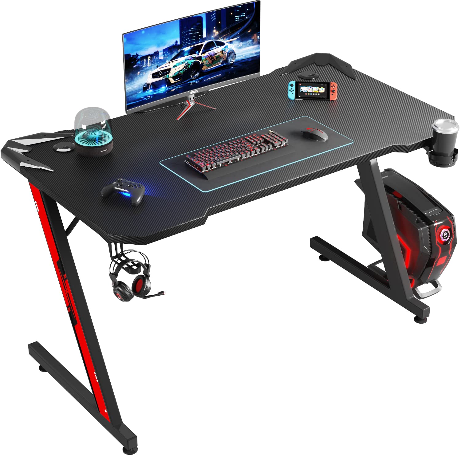 Mua Shahoo PC Gaming Desk 44 Inch Z Shaped Carbon Fiber Surface Desktop ...