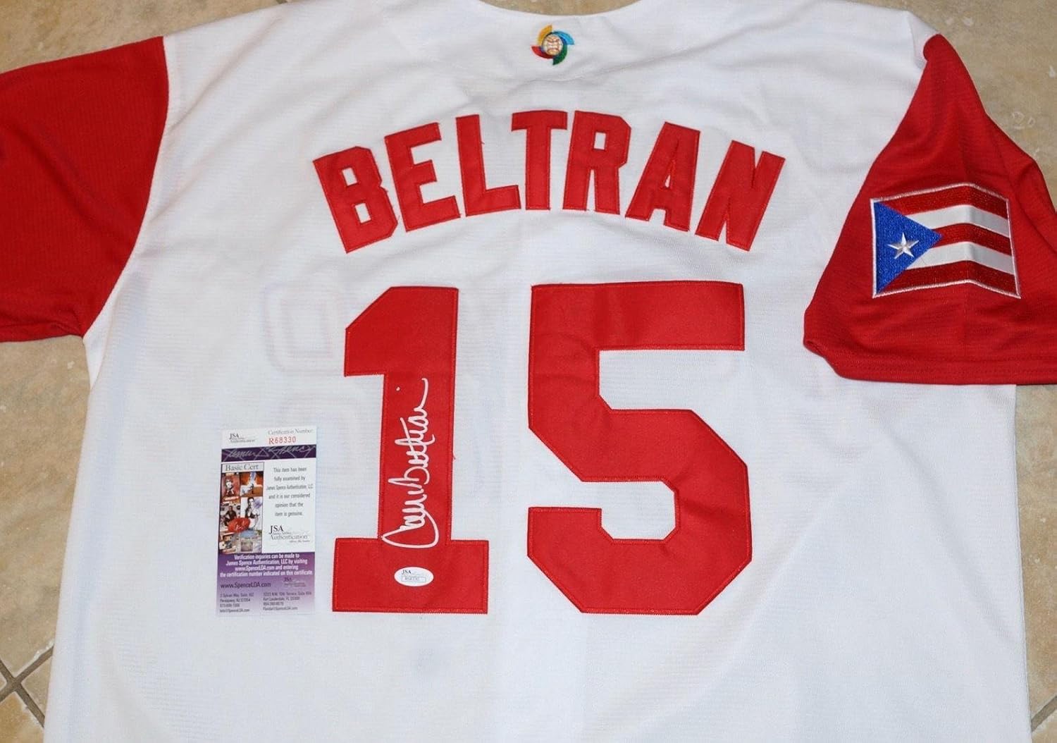 Amazon.com: Autographed Carlos Beltran Jersey - PUERTO RICO 2017 WBC ...