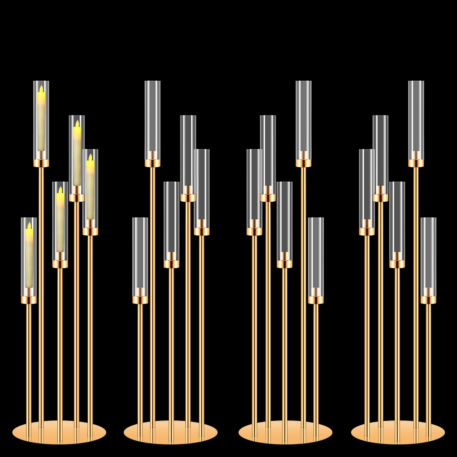 4 Sets 42'' Tall Floor Candelabras 5 Arms Candlesticks Holder Each with ...