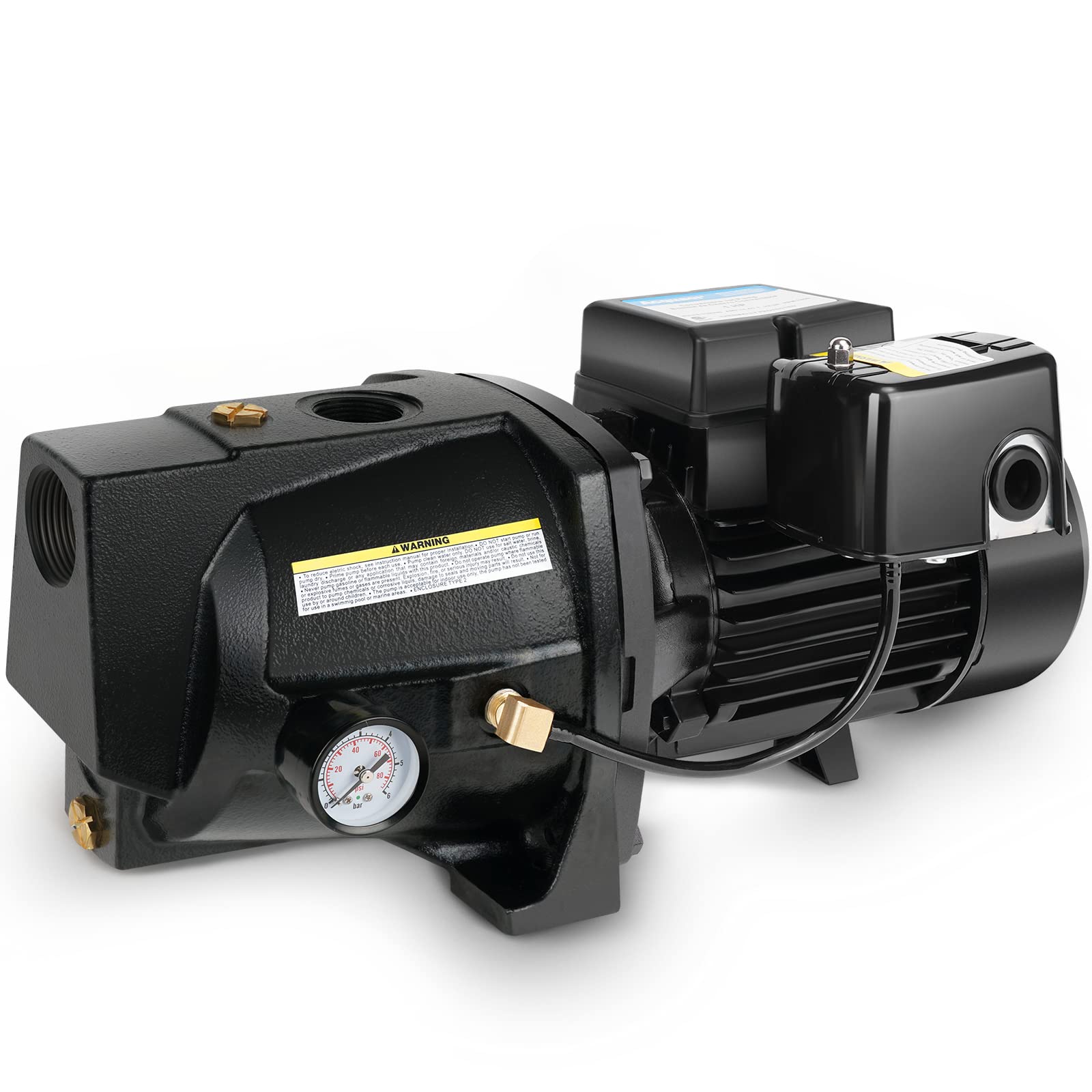 Acquaer 3/4HP Shallow Well Jet Pump,Cast Iron, Well Depth Up to 25ft ...