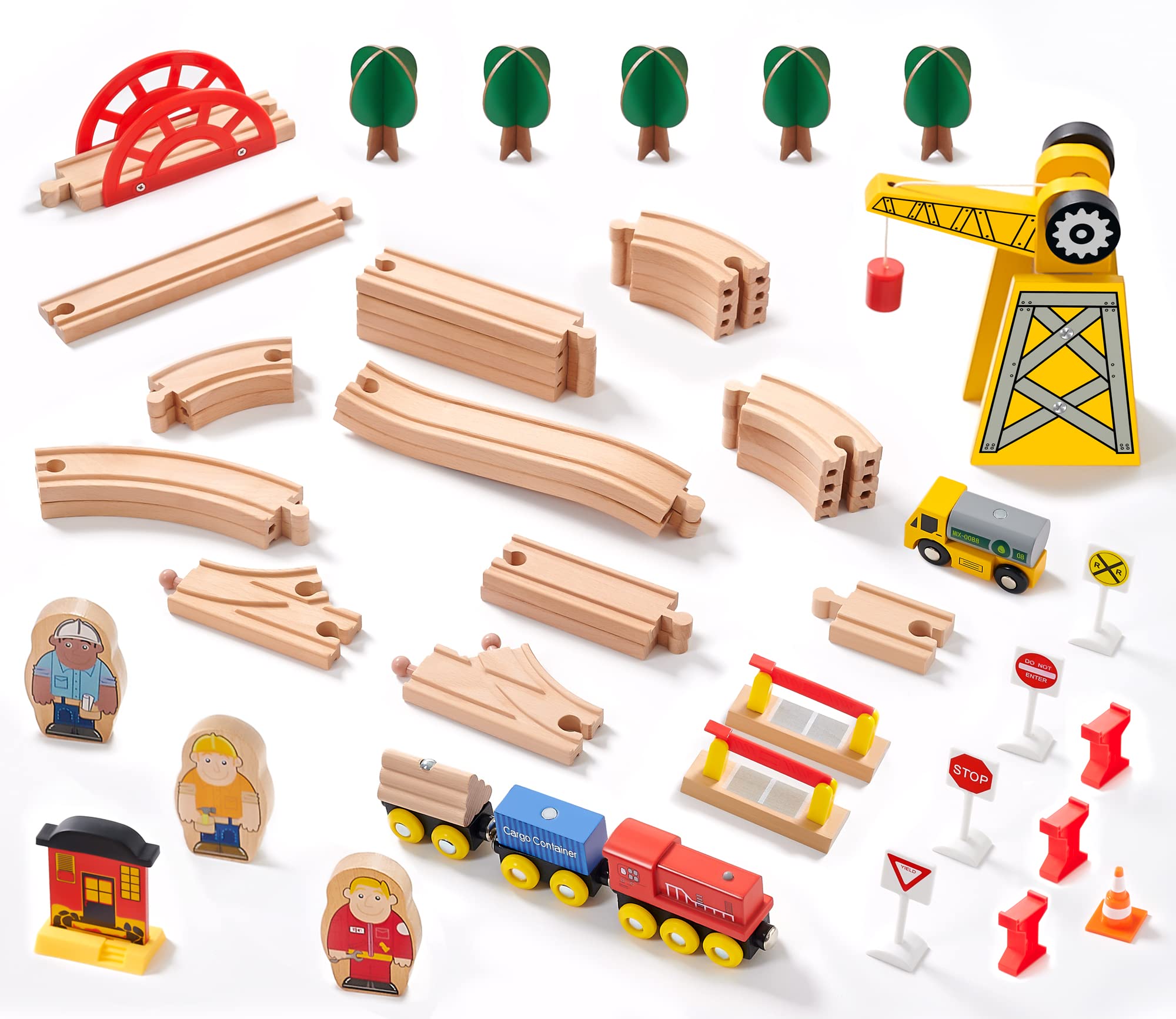 Mua Tiny Land Train Set - 55PCS Wooden Tracks with Exclusive Crane ...