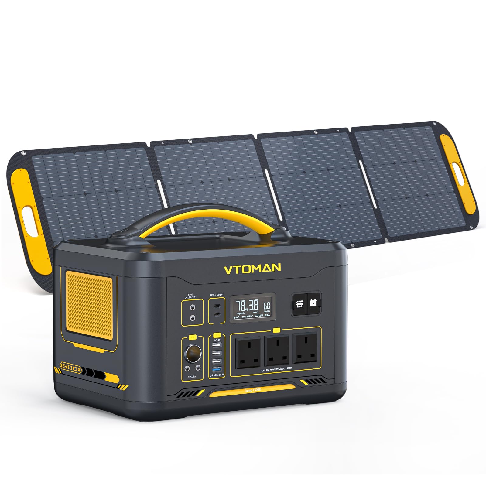 Mua VTOMAN Jump 1500X Portable Power Station with 220W Solar Panel - 1500W/828Wh LiFePO4 Battery ...