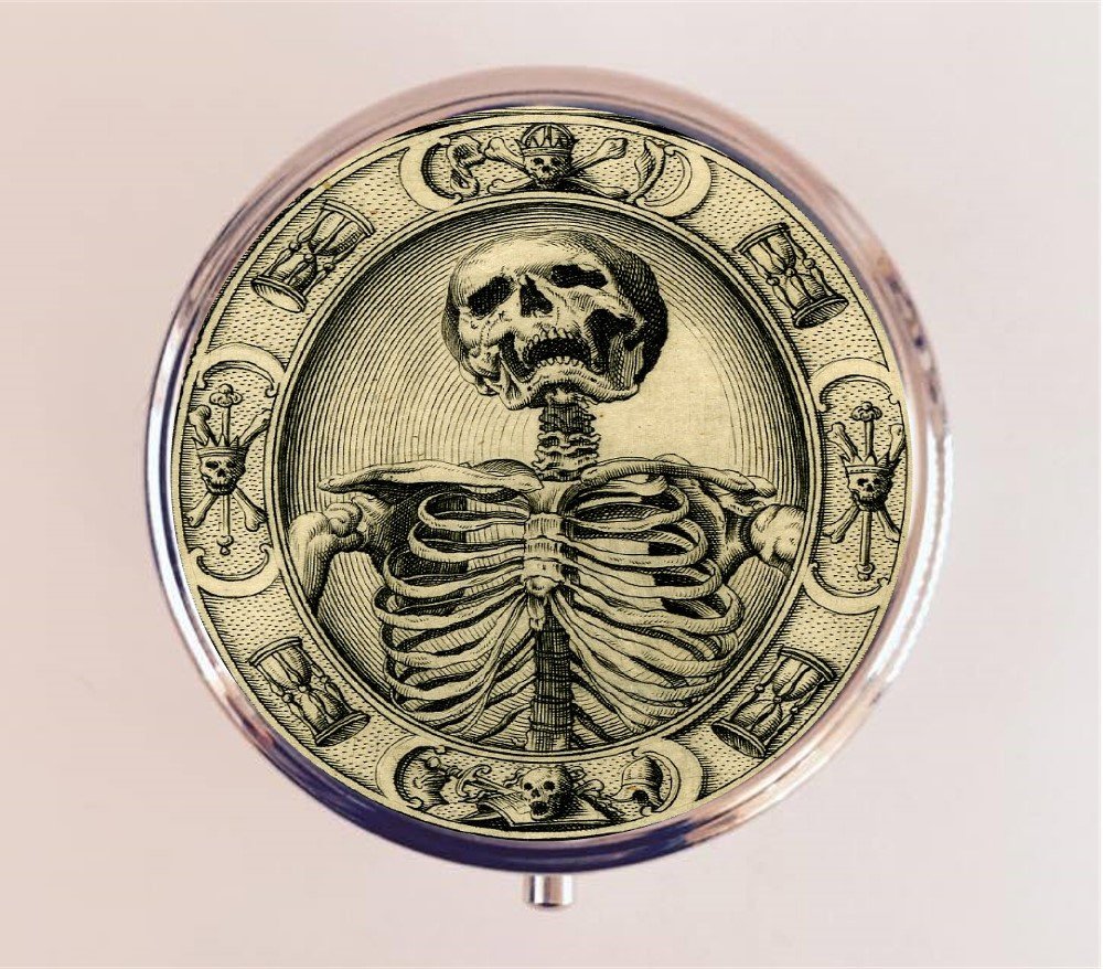 Memento Mori Pill Box Pillbox Case Holder Trinket Box Goth Skeleton ...