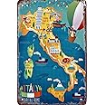 Amazon.com: Italy Map Sights 8x12 Inch Retro Decorative Sign Metal Tin ...