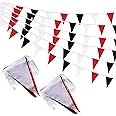 Amazon.com: 100 Feet Red Black & White Pennant Banner Flags String ...