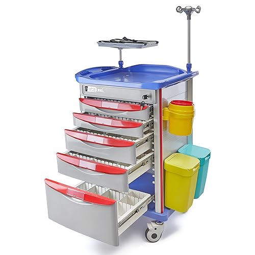 Metateel Medical Crash Cart with Emergency Accessory - Cardiac Board ...