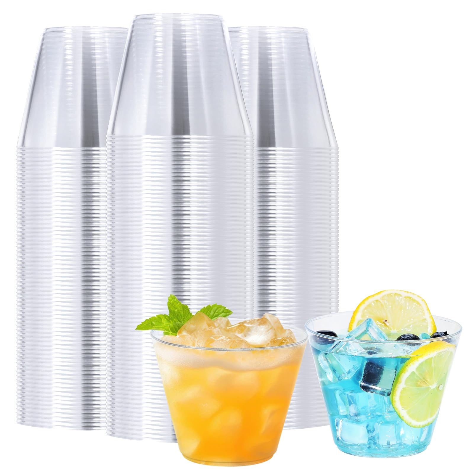 BYSNOW 300 Pack 9 oz Clear Plastic Cups, Plastic Wine Cups Bulk for ...