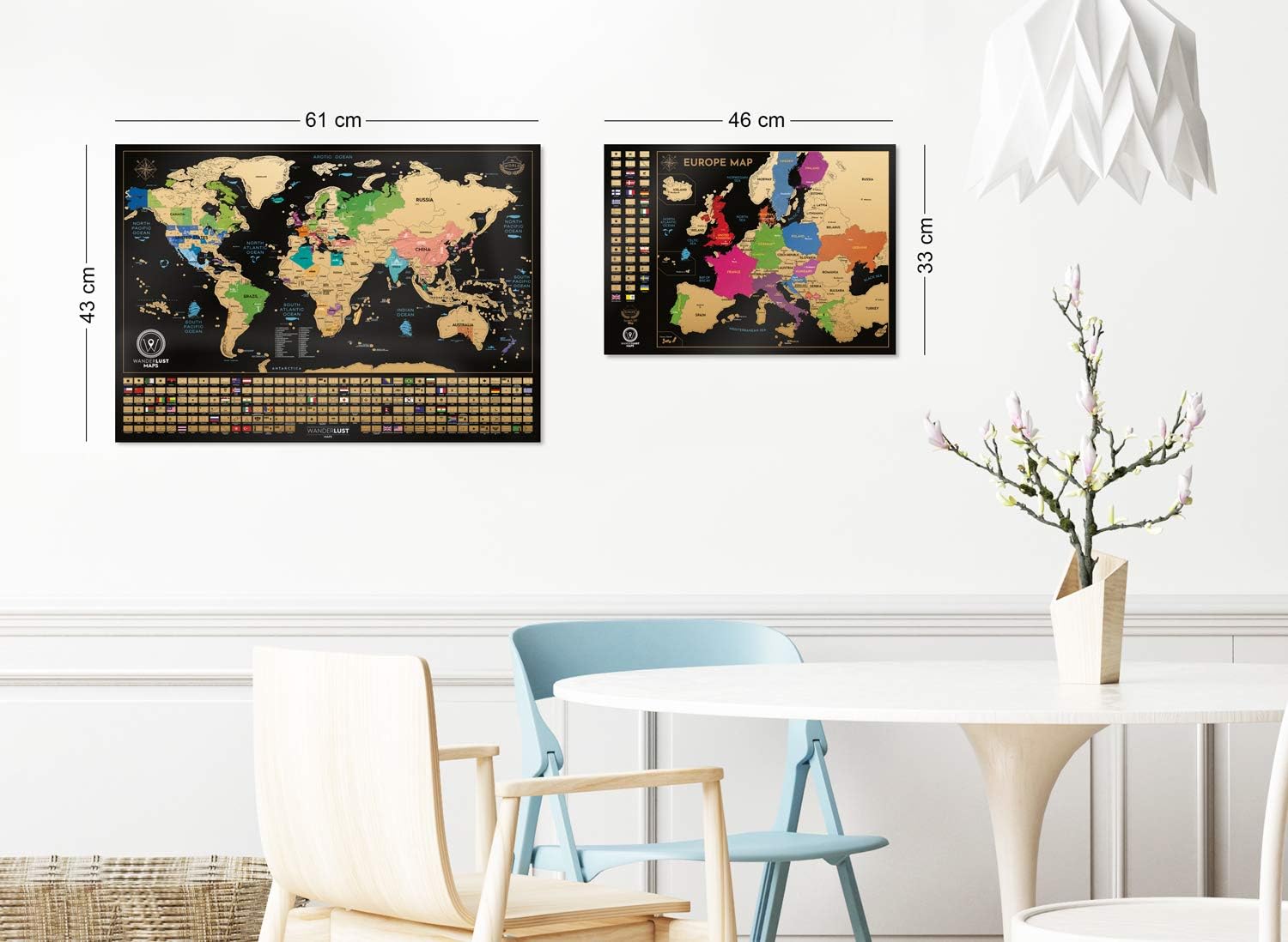Two Scratch Off Maps – Scratch Off World Map + Europe Map – Deluxe ...
