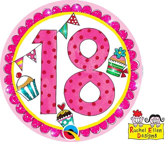 Age 18/18th Birthday Perfect Pink Big Birthday Badge - Rachel Ellen ...
