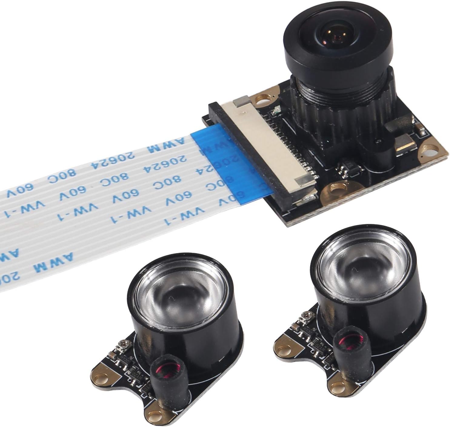ALMOCN Camera Module with 2 Lights for Raspberry Pi, 5 Megapixel Night ...