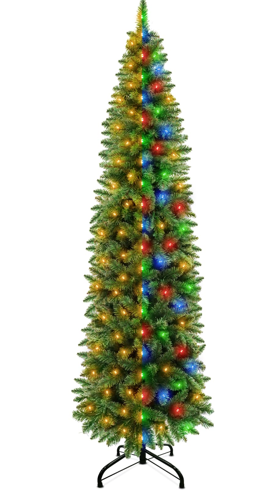 Dual Color Change&Timer 6Ft Prelit Artificial Slim Christmas Tree, 240 ...