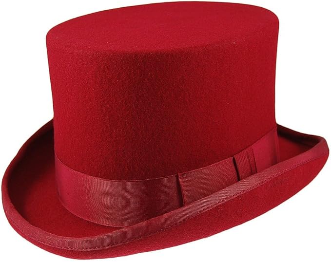 Christys Hats Wool Felt Top Hat - Red: Amazon.co.uk: Clothing