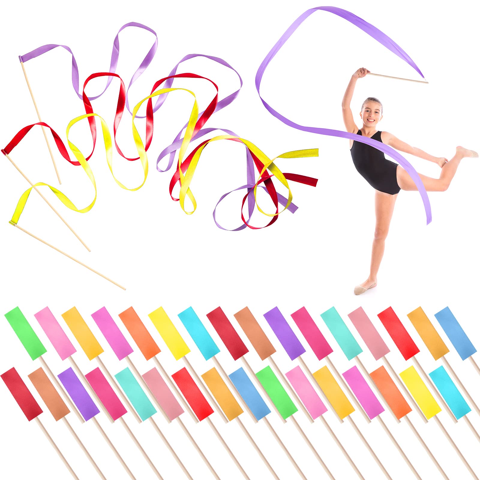 Mua 50 Pieces Dance Ribbons Streamers Dancer Wand for Kids 6.6 Feet ...