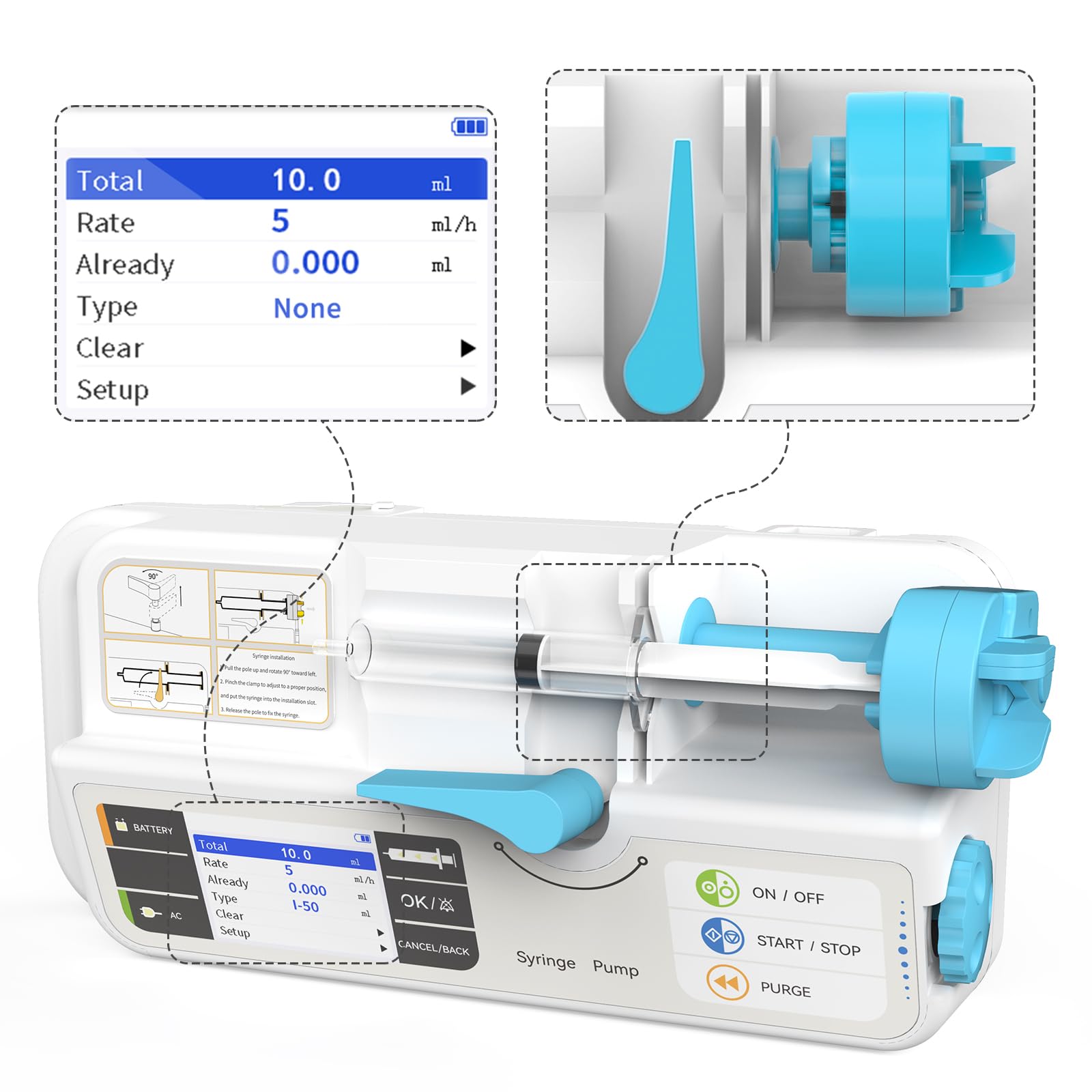 Mua CONTEC Veterinary Syringe Pump Rechargeable Pump Machine with KVO ...