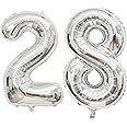 Amazon.com: Large Silver 28 Number Balloons, 40 Inch Jumbo Number 28 ...
