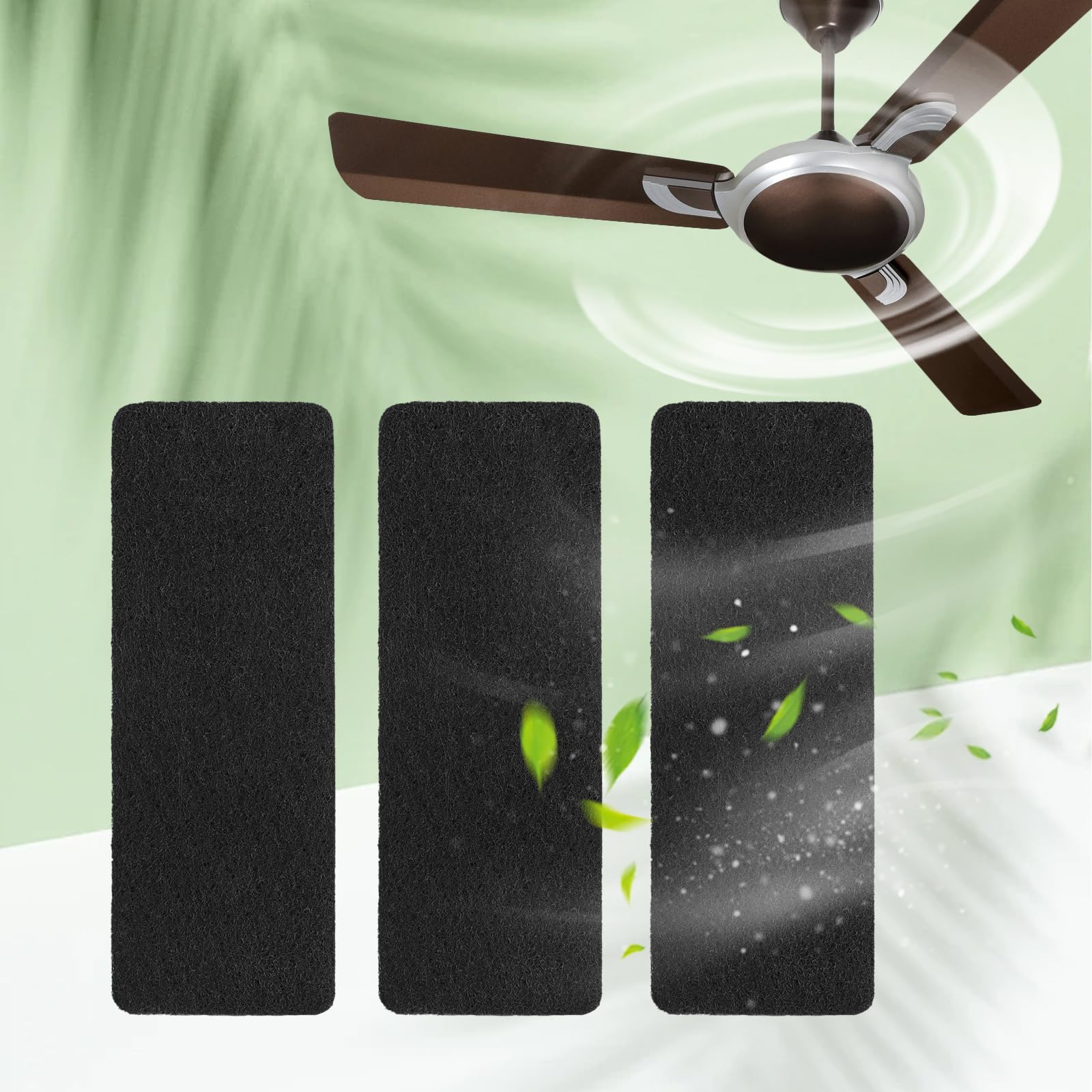 Ceiling Fan Filters for Blades, 3 Pack Activated Carbon Ceiling Fan Air ...