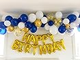 Amazon.com: Soonlyn Navy Blue and Gold Balloons 130 Pcs 12 Inch Confetti Balloons White Latex ...
