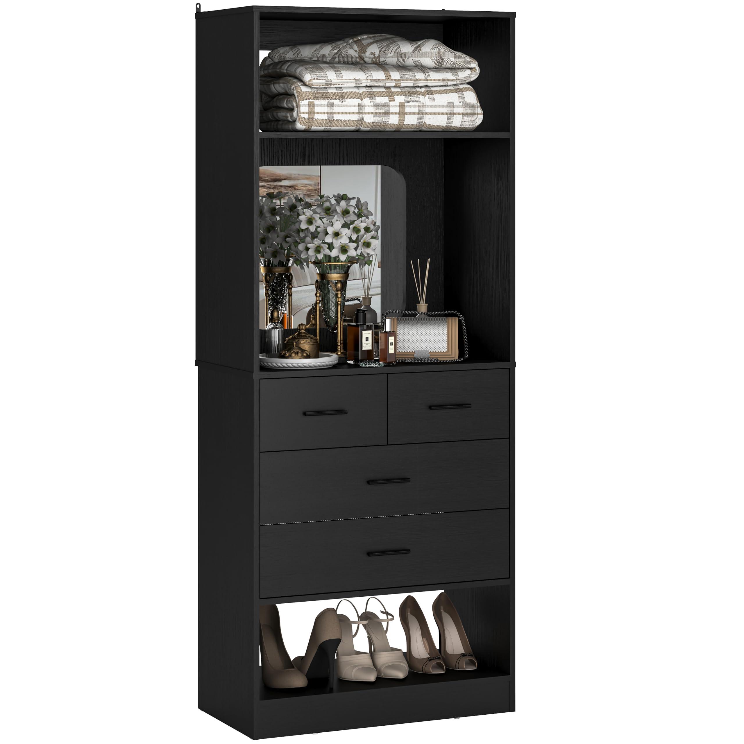 Unikito 25 Inch Closet System with 4 Drawers, 2FT Wood Closets ...