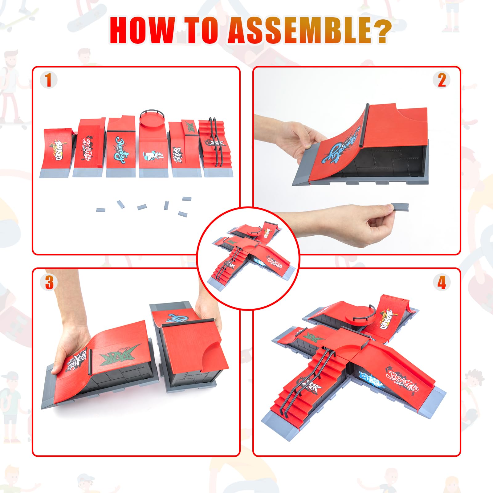 Mua HMEEN Finger Skateboards Ramp Set, 6 in 1 Fingerboard Skatepark ...