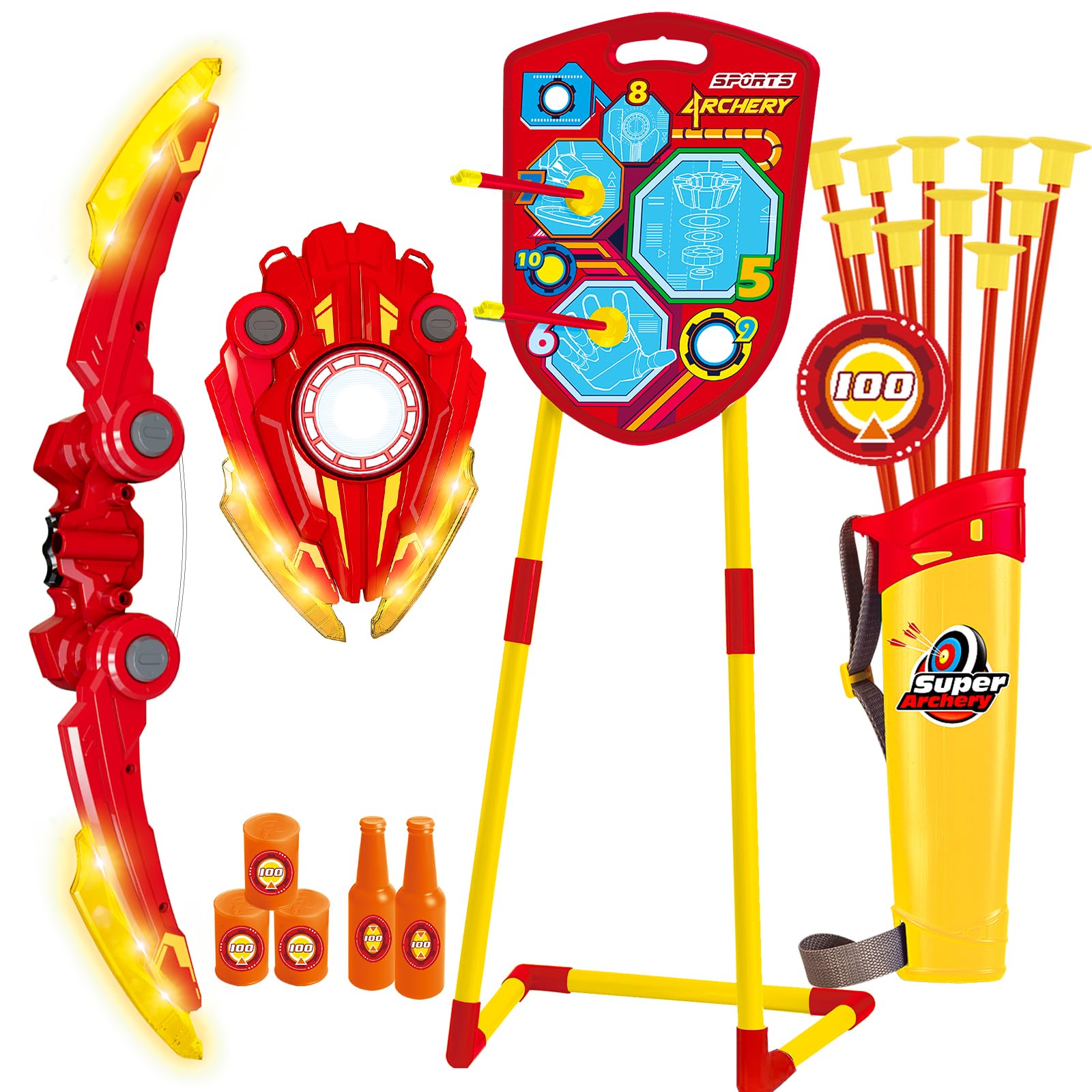 IKIDSUN Bow and Arrow Set for Kids with Standing Target, 10 Suction Cup ...