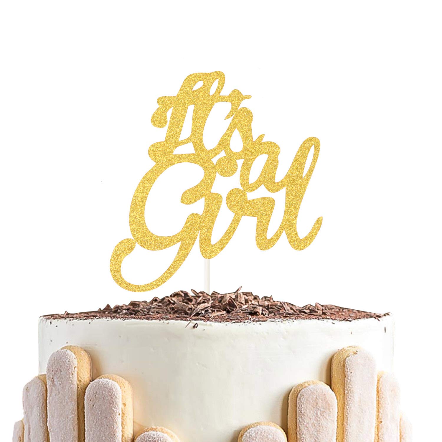 Buy It’s A Girl Cake Topper – Gold Glitter Girl Baby Shower Cake Topper ...