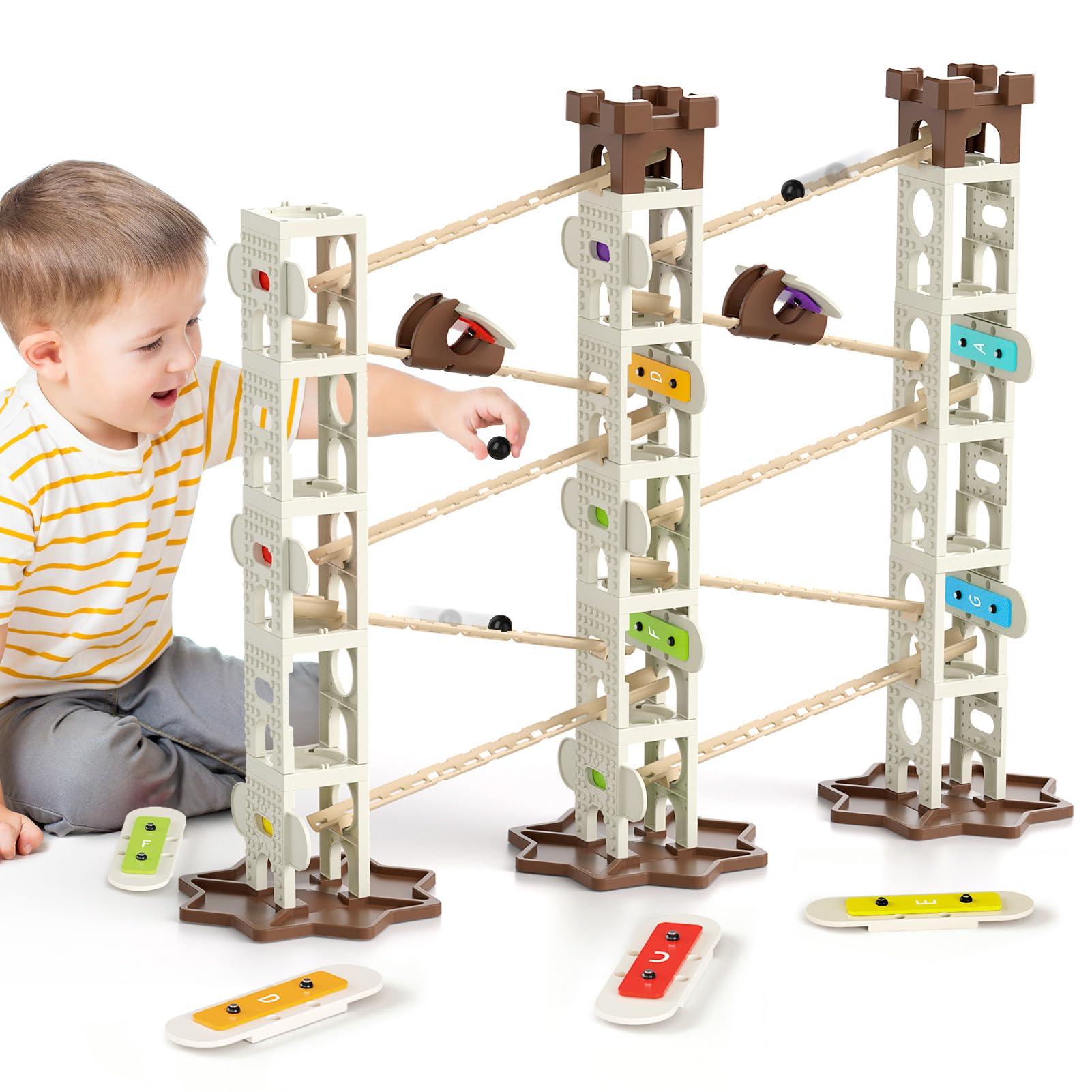 Music Marble Run with Music Pillars- Marble Maze Track Race Set ...