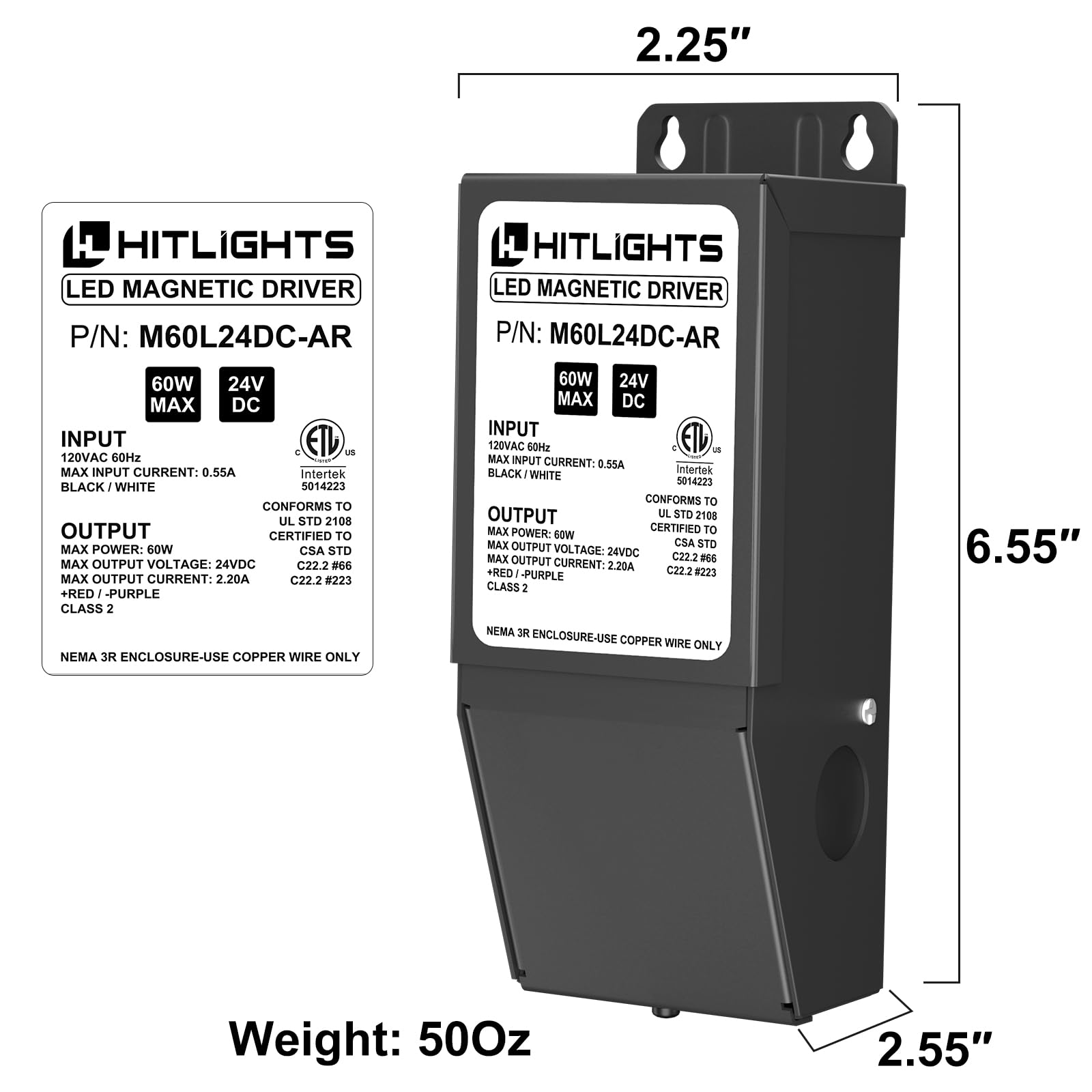 Mua HitLights Dimmable LED Driver Transformer 24V 60W, Magnetic Power ...