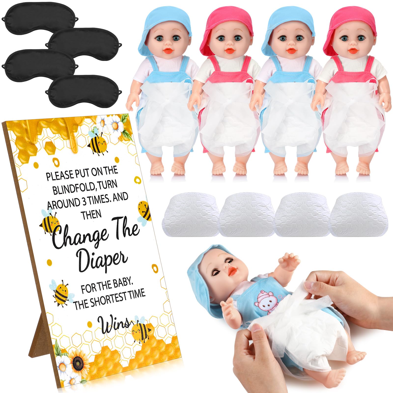 Cozypower 13 Pcs Baby Dolls 4 Dolls Diaper Change Baby Shower Game Set ...