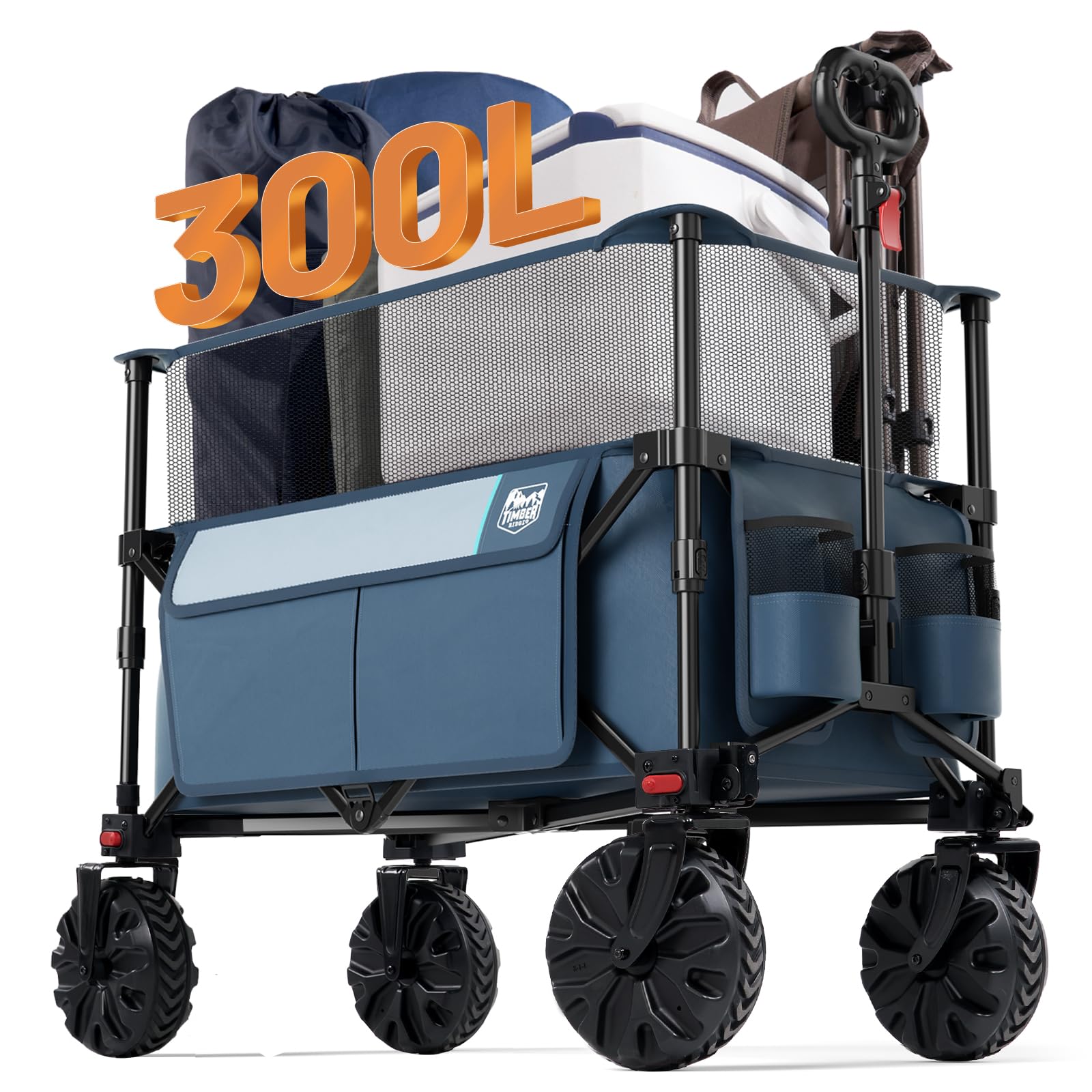 TIMBER RIDGE Foldable Wagon 300L Extendable Height, 300LBS Capasity ...