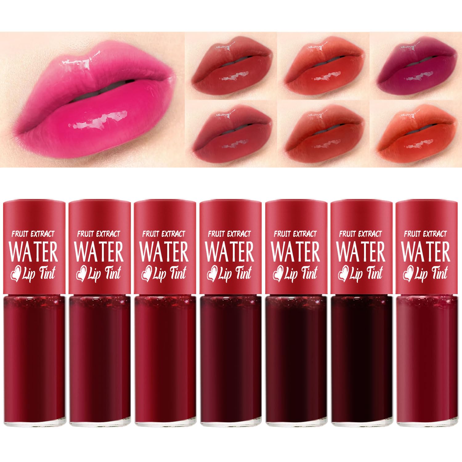 7 Colors Lip Tint Stain Set, Plumping Mini Liquid Lipstick, Korean Lip ...
