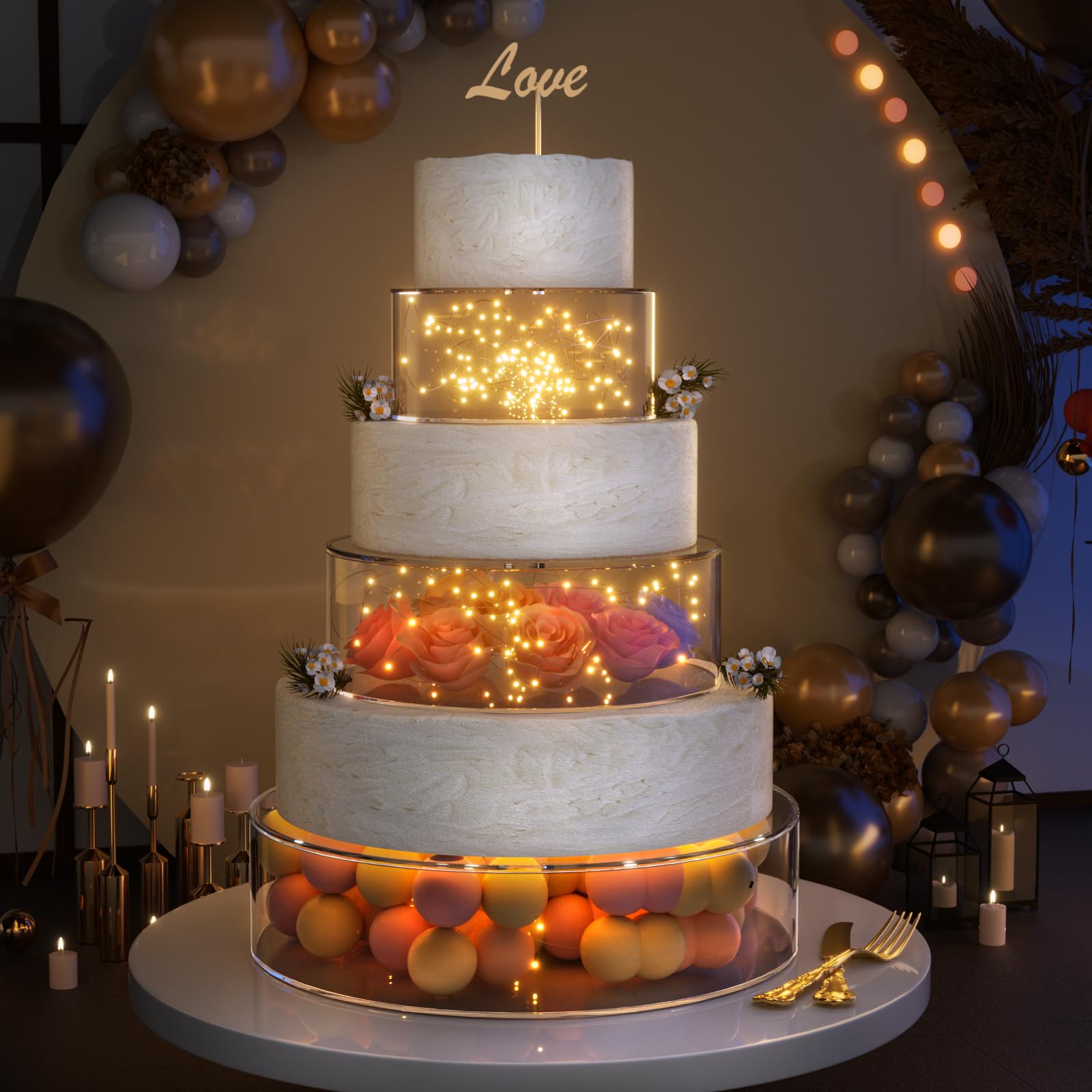NPPLUS 3PCS Clear Acrylic Cake Stand, Fillable Cake Box Riser Cake Tier ...