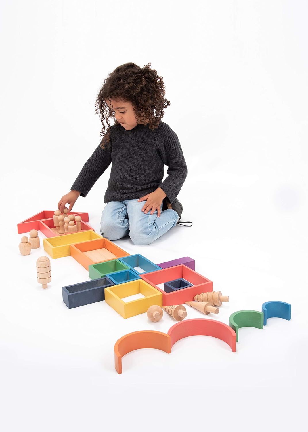 TickiT 73420 Rainbow Architect Set, Wooden Arch, Square, Rectangle & Triangles. Bumper Set ...