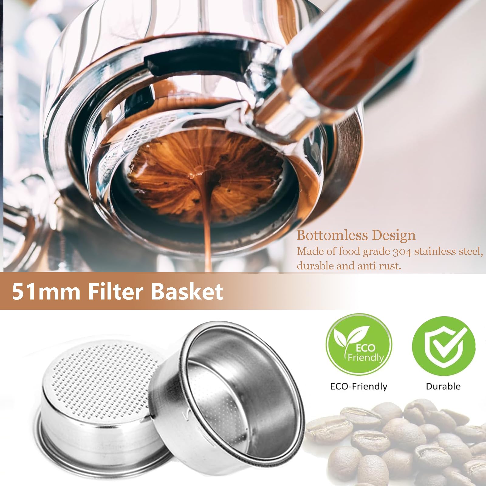 Mua alouweekuky Bottomless Portafilter 51 mm, 3 Ears Bottomless Porta Filter with DeLonghi ...