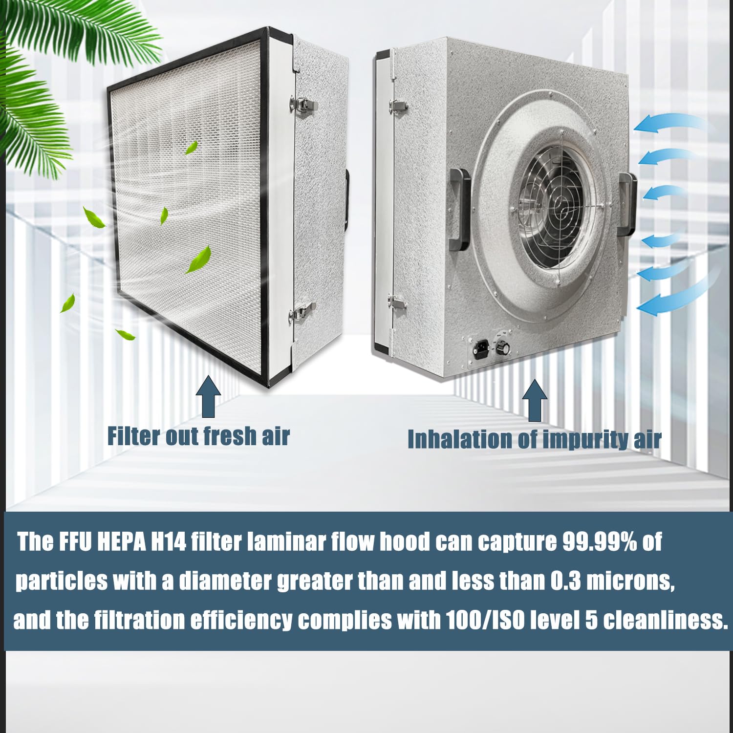 HEPA H14 Filtration Laminar Flow Hood,FFU,Updated Fan Filter Unit, Laminar Air Flow Hood (22.6 ...
