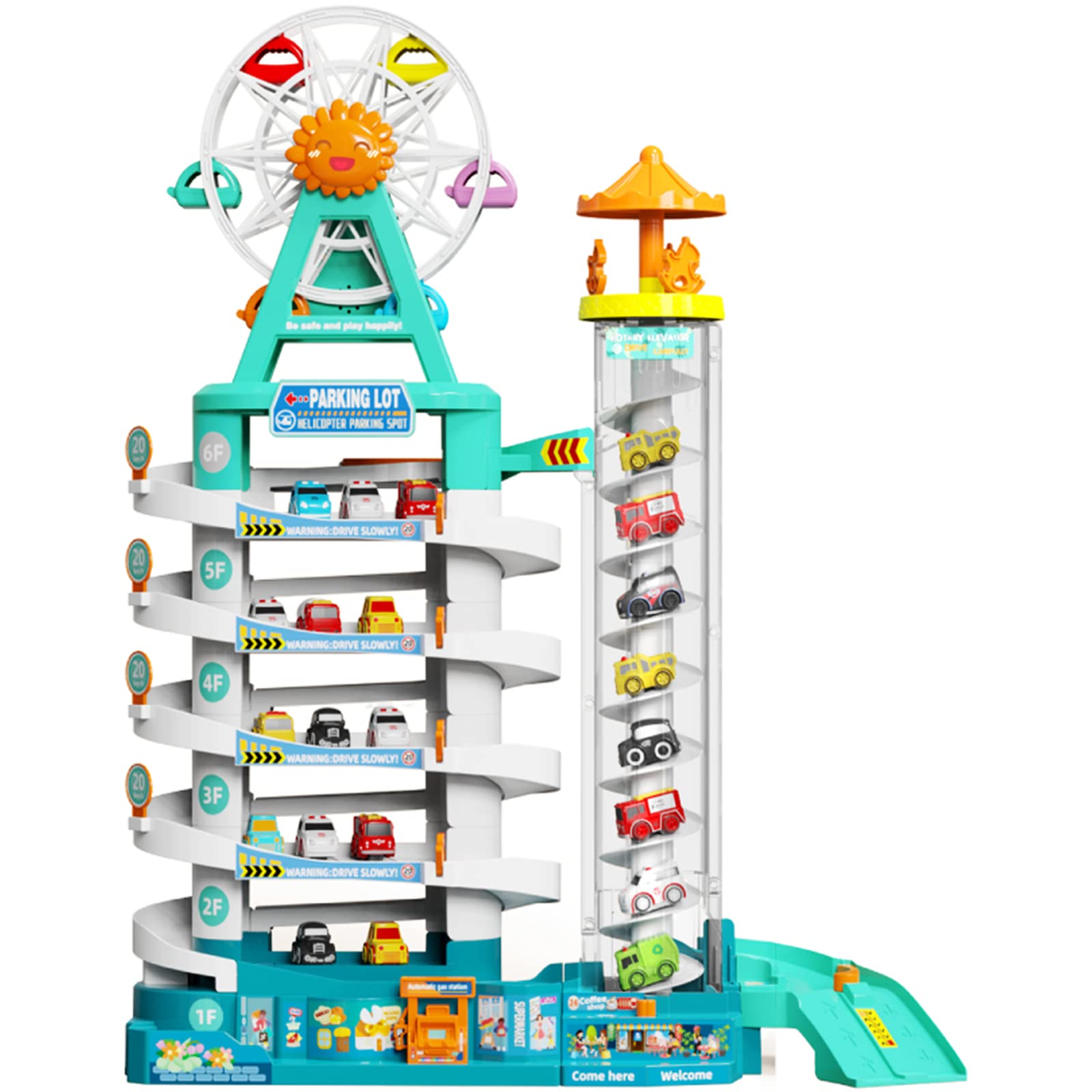 Mua LIKROLWE Car Ramp Toy for Toddlers, 6-Level Ferris-Wheel Race Track ...